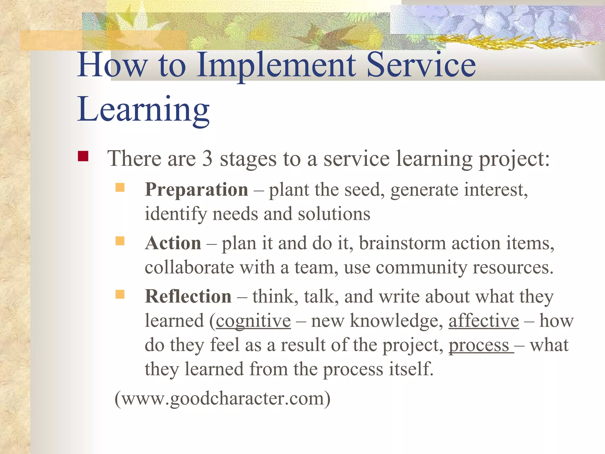 Service Learning And Your Classroom | PPT