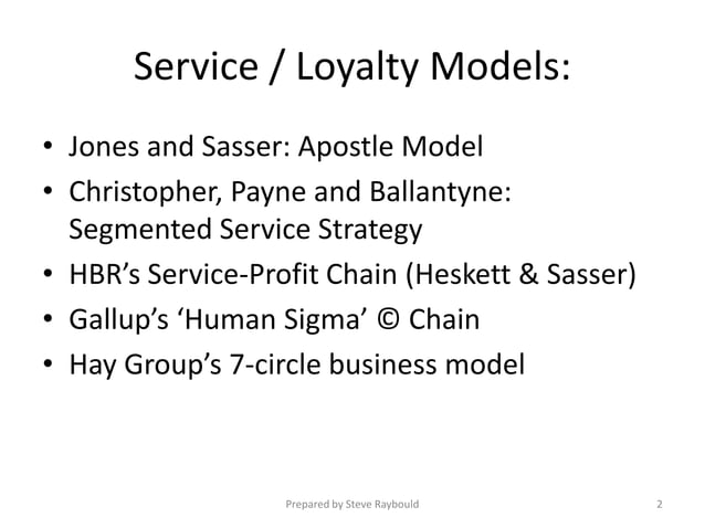 Service-Loyalty models | PPTX | Human Resources | Business