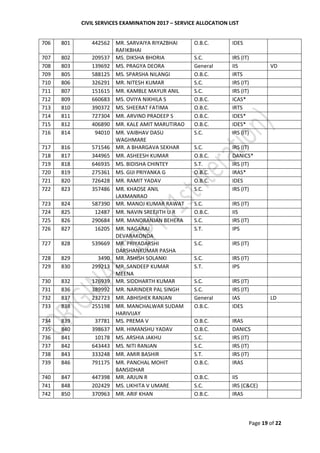 Service Allocation UPSC CSE 2017 - Round 1 | PDF