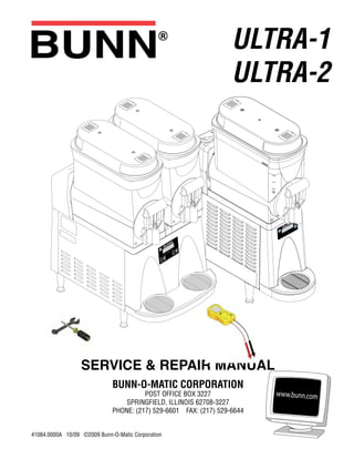 BUNN Ultra 2 Slush Machine - Service and Repair | PDF