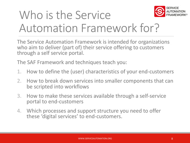 Service Automation Framework towards 2020 | PPT
