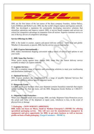 Service Blueprint - Supply Chain Logistics DHL | PDF