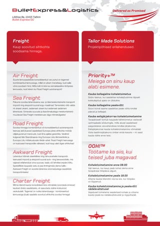 Bullet Express & Logiostics Service Blueprint EST 2014 | PDF