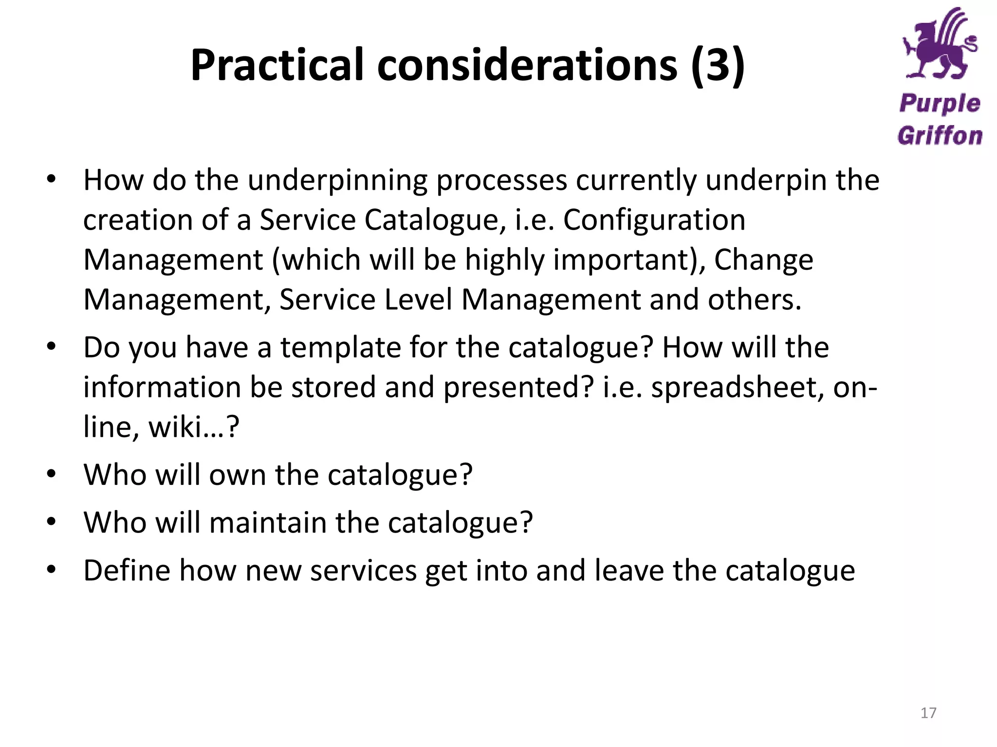 Service Catalogue Management - Getting Started | PPTX