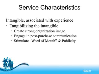 Service characteristic of hospitality and tourism marketing | ODP