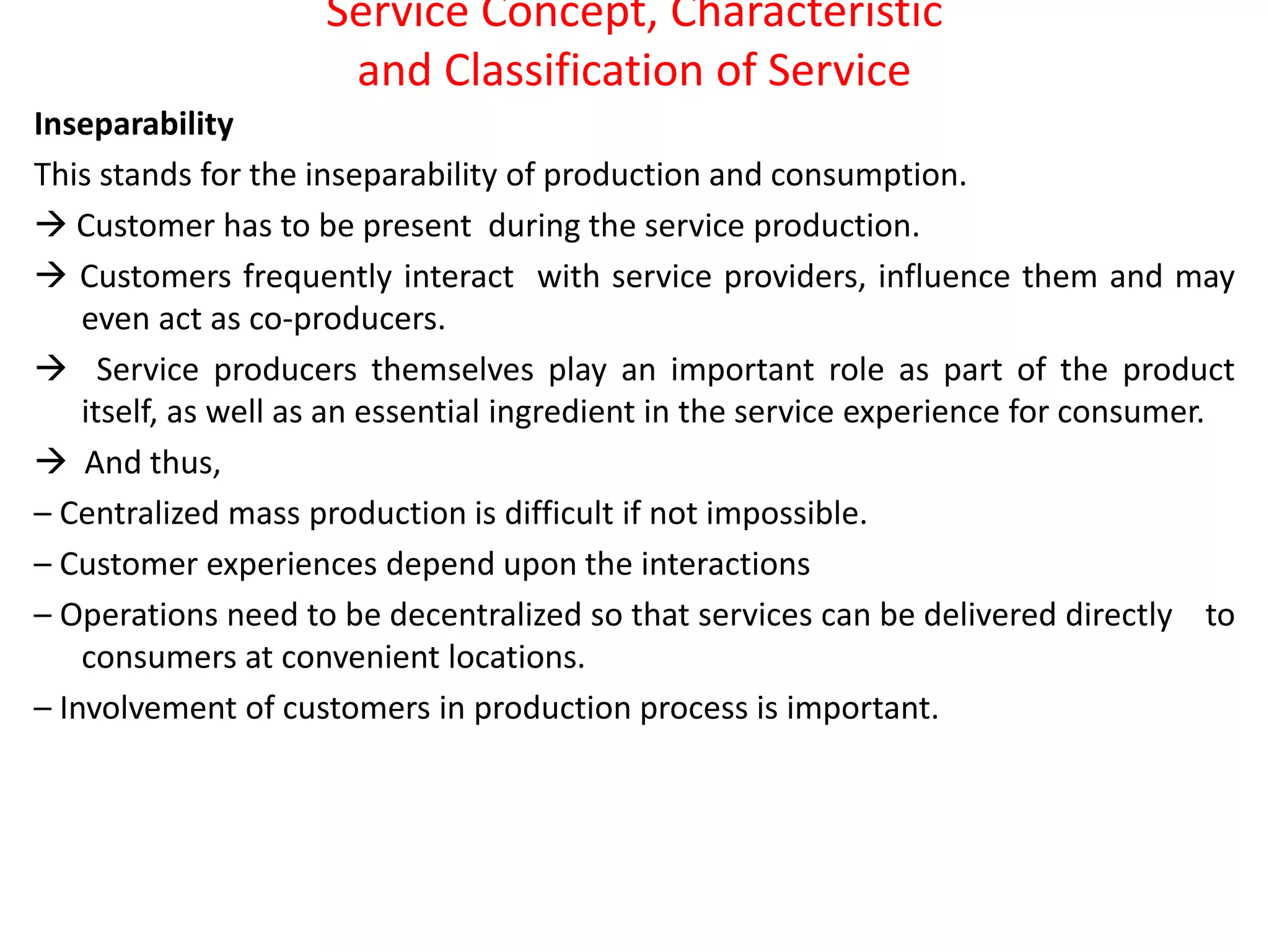 Service concept, characteristic and classification | PPTX