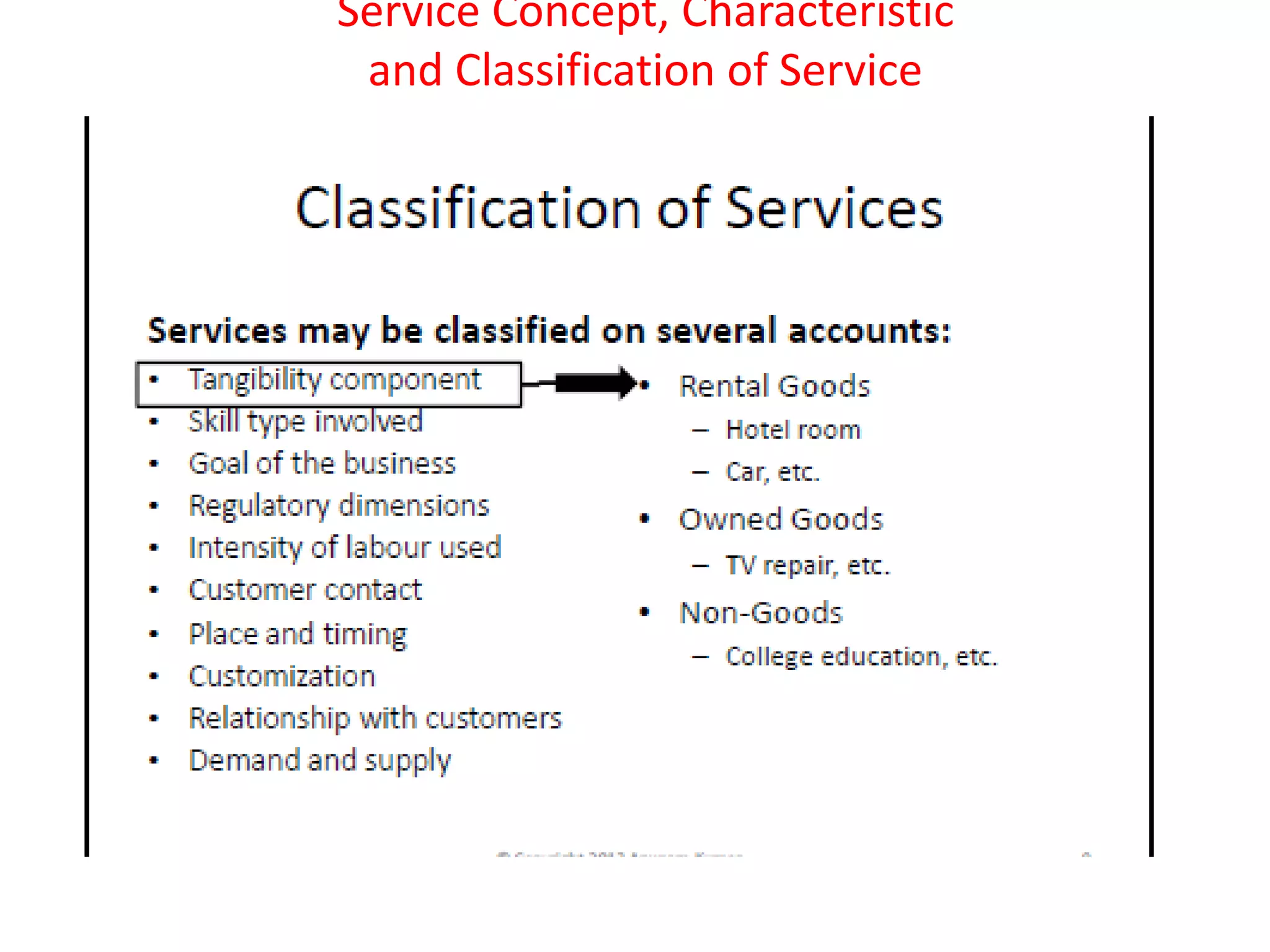 Service concept, characteristic and classification | PPTX