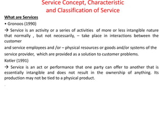 Service concept, characteristic and classification | PPTX