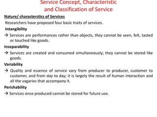 Service concept, characteristic and classification | PPTX
