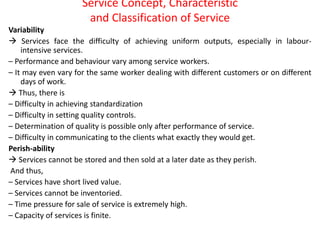 Service concept, characteristic and classification | PPTX