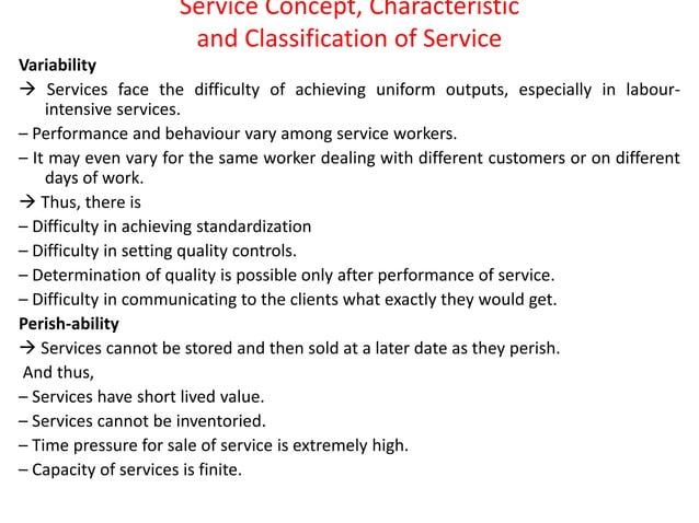 Service concept, characteristic and classification | PPTX