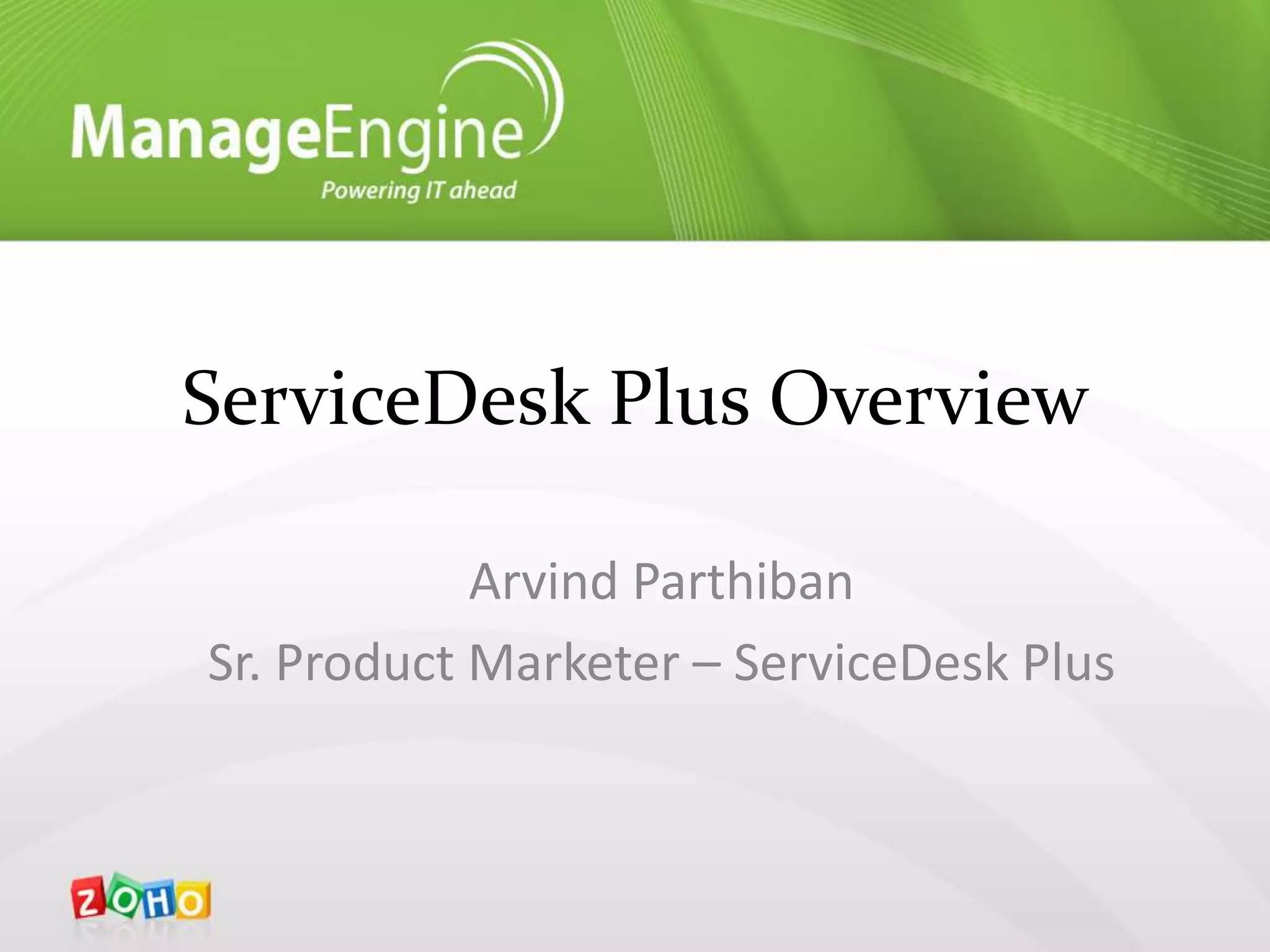 ServiceDesk Plus 8 Overview | PPT