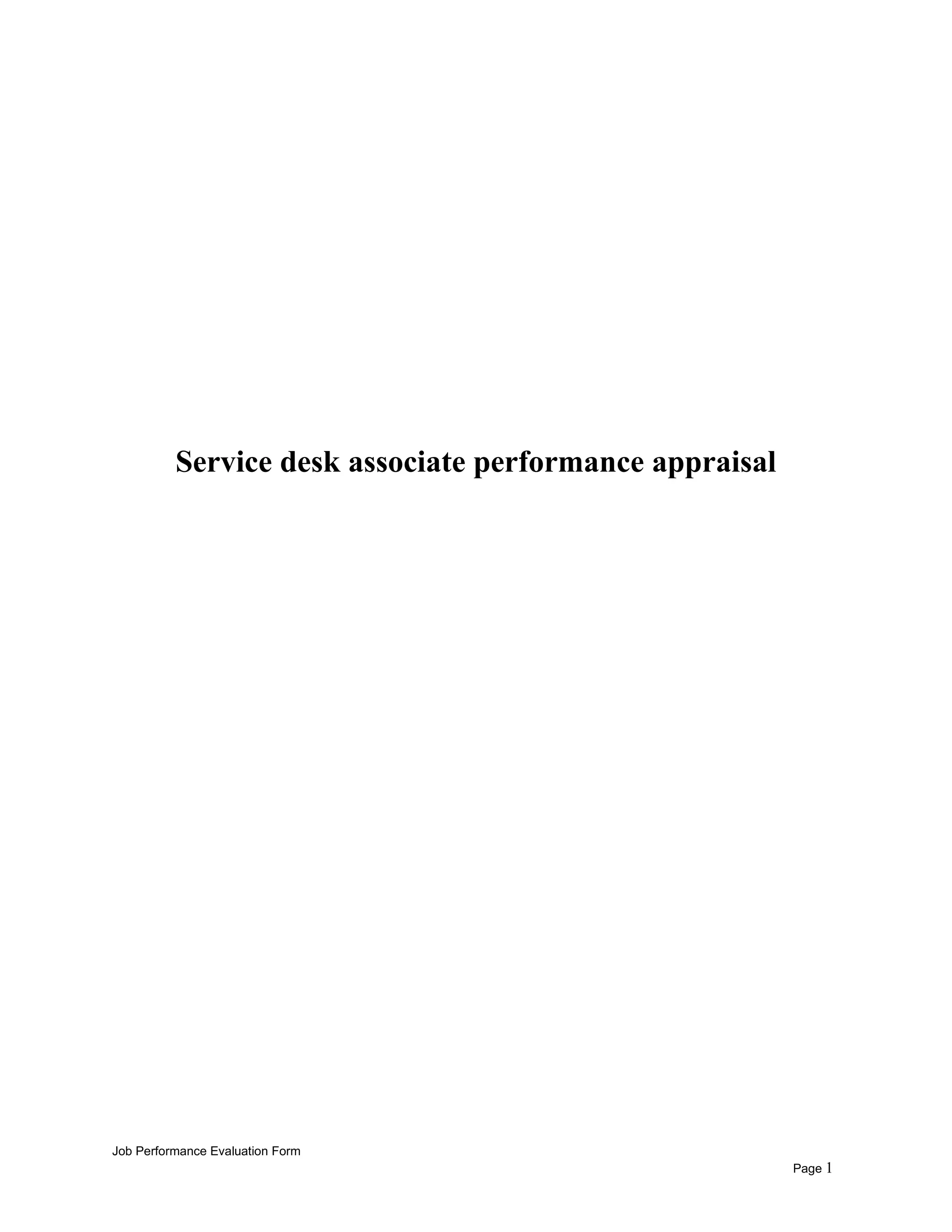 Service desk associate performance appraisal | DOC