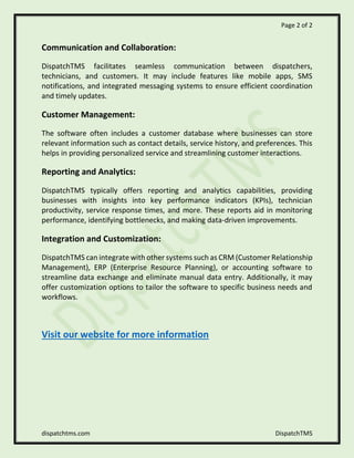 Service Dispatch Software | DOCX