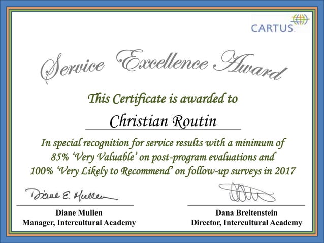 Service excellence award 2017 christian routin | PDF
