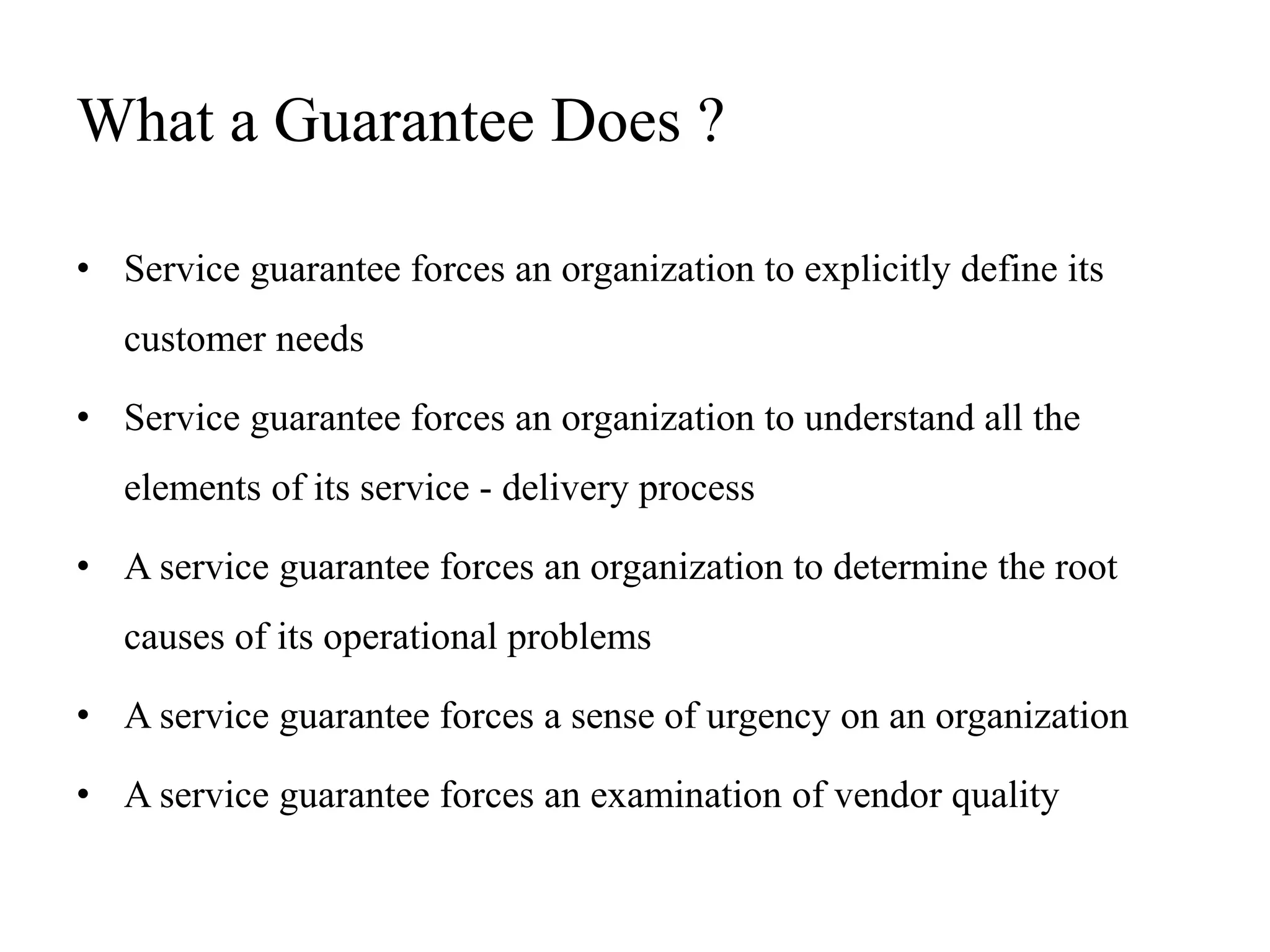 Service guarantees | PPTX