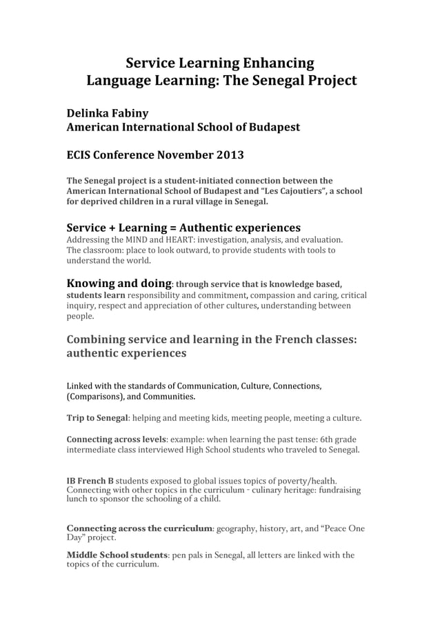 Service learning enhancing, Delinka Fabiny | PDF