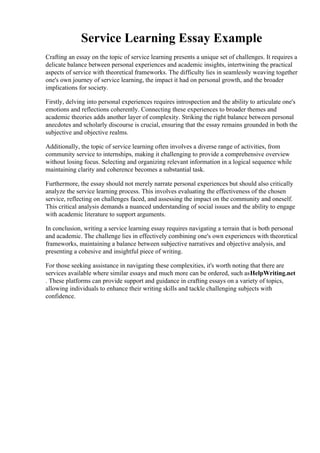Service Learning Essay Example | PDF