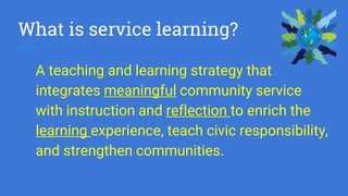 Service Learning: Putting the Learning Back in Service Learning | PPT