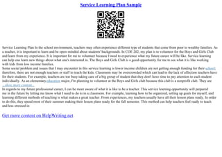 Service Learning Project | PDF