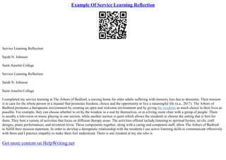 Service Learning Project | PDF