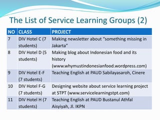 Service learning project presentations | PPTX