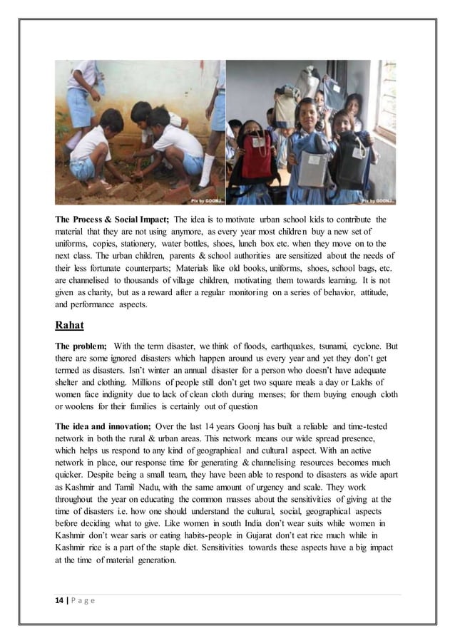PROJECT REPORT ON NGOS (GOONJ & SAVE THE CHILDREN) | DOCX