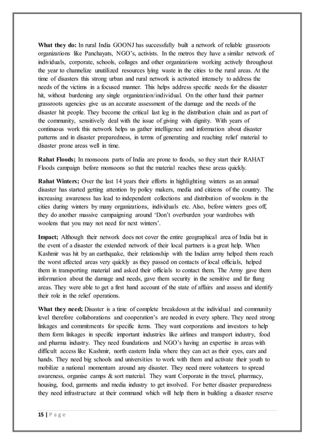 PROJECT REPORT ON NGOS (GOONJ & SAVE THE CHILDREN) | DOCX