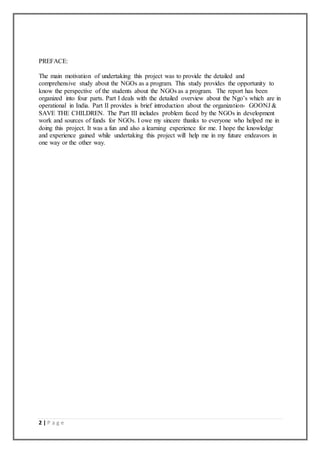PROJECT REPORT ON NGOS (GOONJ & SAVE THE CHILDREN) | DOCX