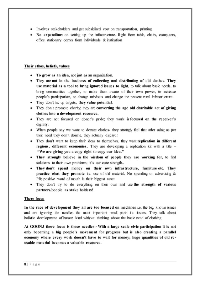 PROJECT REPORT ON NGOS (GOONJ & SAVE THE CHILDREN) | DOCX