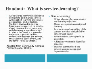 Service learning week 2 pp | PPT