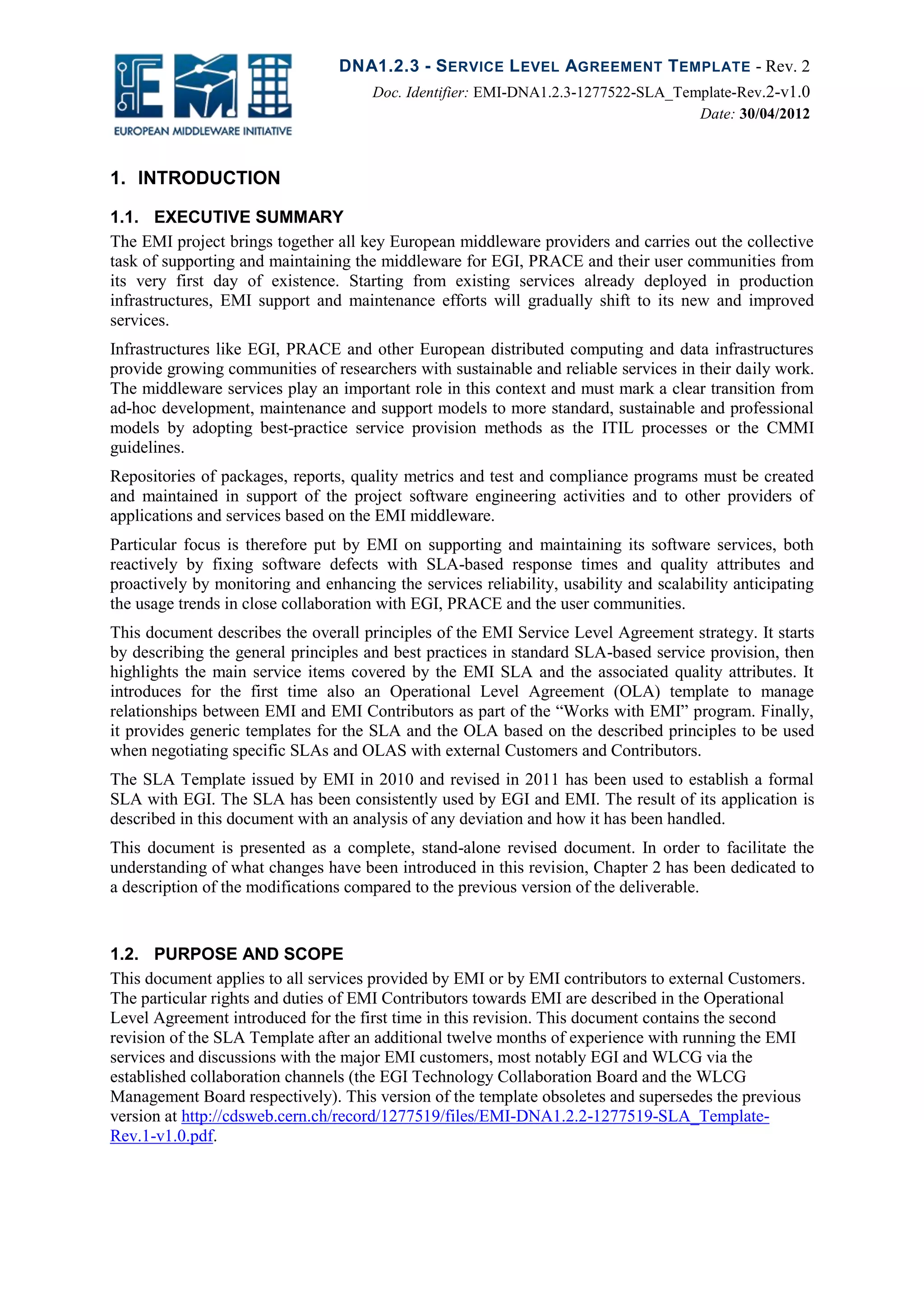 Service level agreement template | PDF