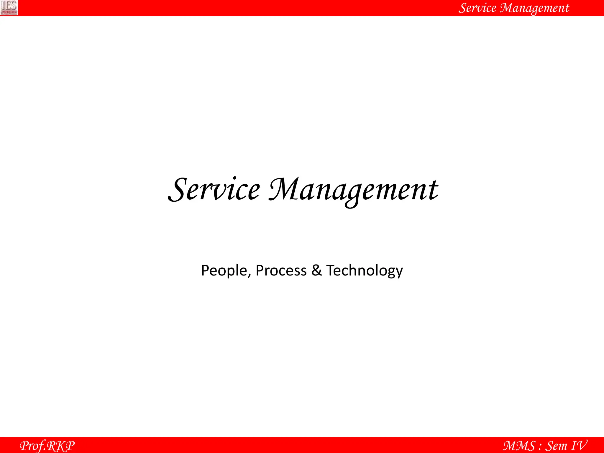service management - Masters of Management studies | PPT