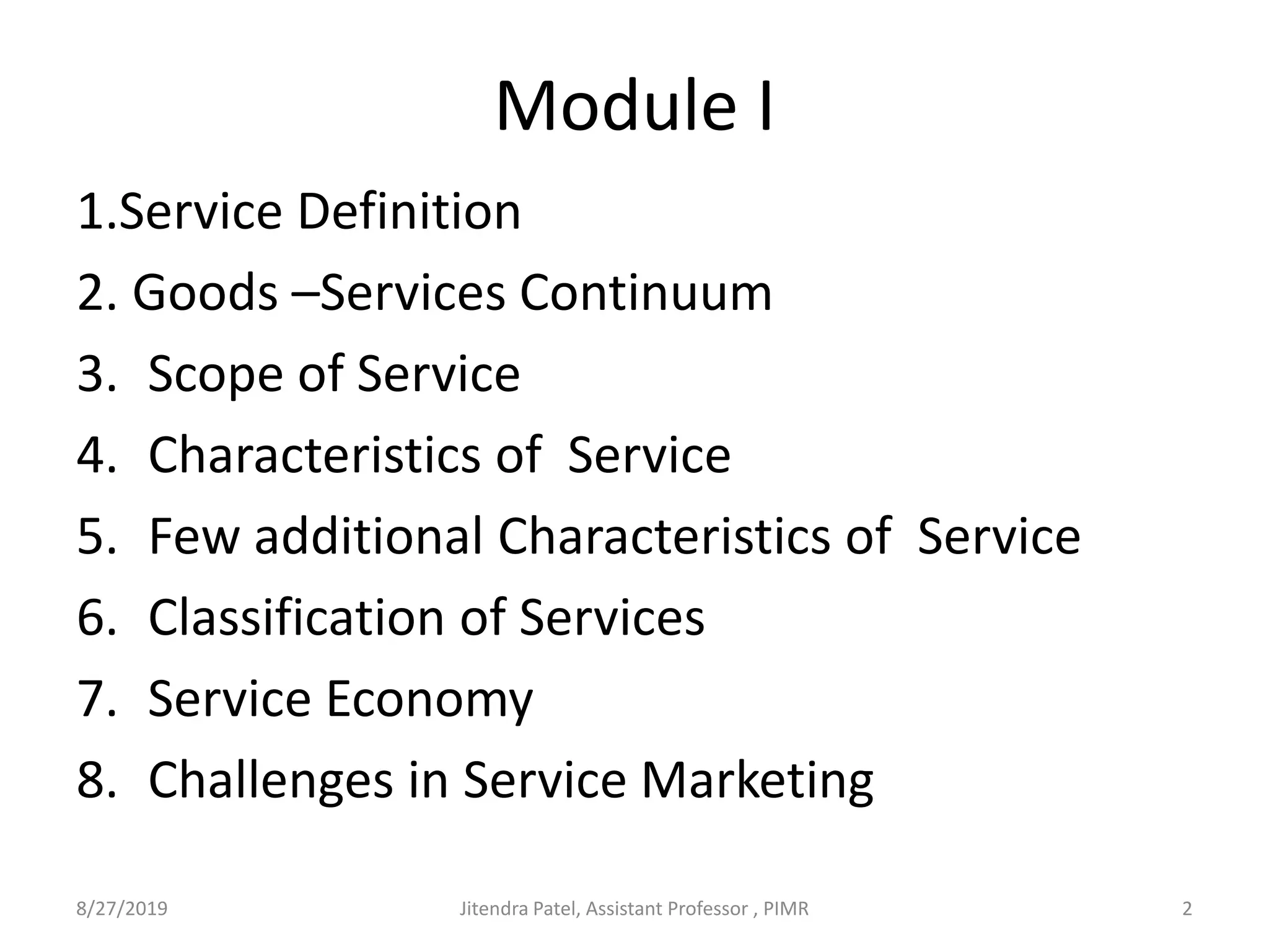Service marketing introduction, , classification and challenges | PPTX