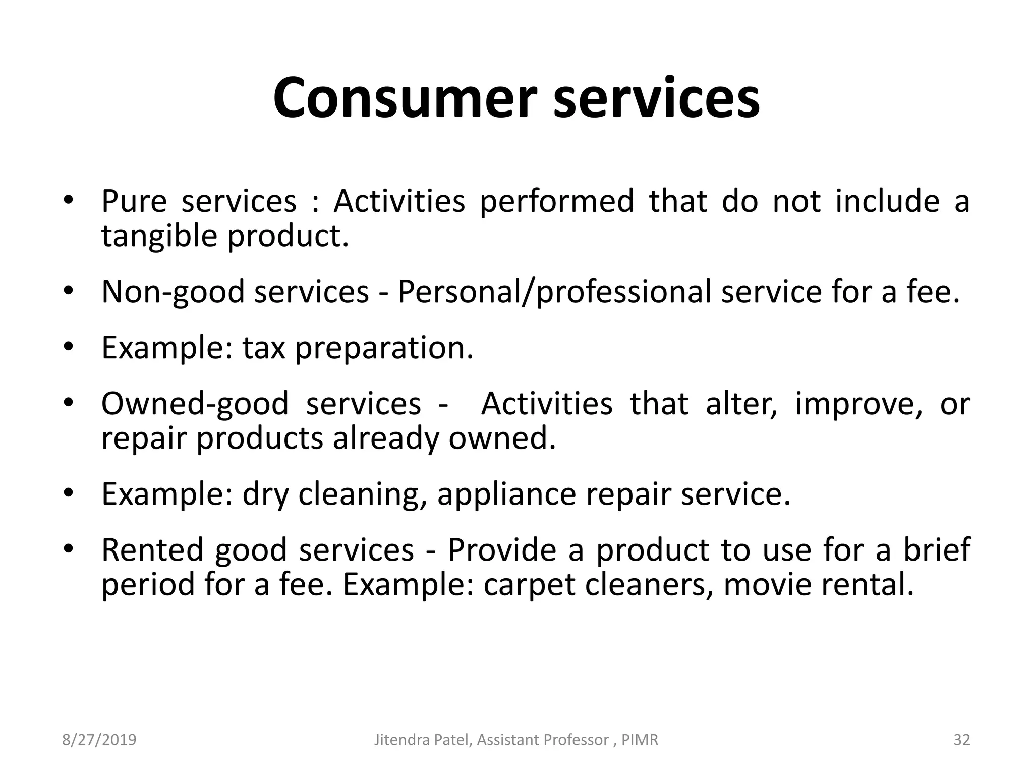 Service marketing introduction, , classification and challenges | PPTX