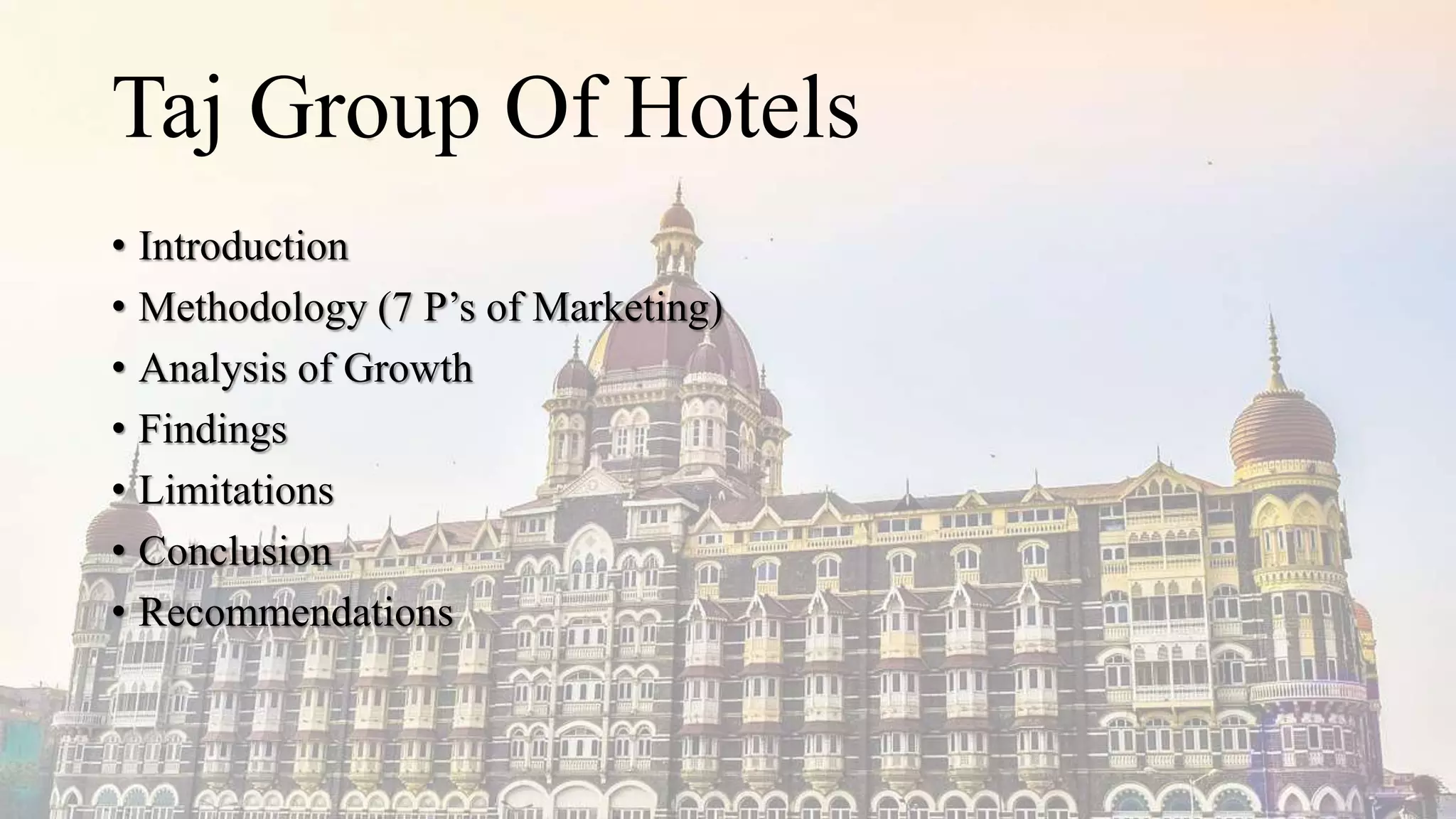 Study on Taj Group of hotels | PPTX