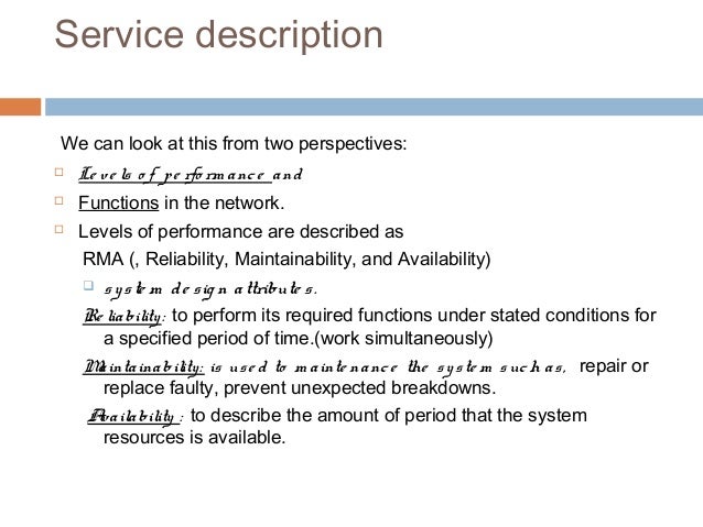 service methodology, service description, service characteristics, pe…