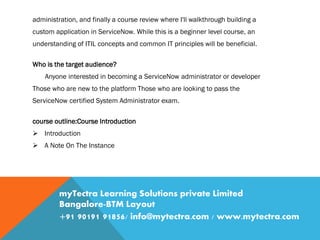 ServiceNow 101 Administration Training From mytectra | PDF
