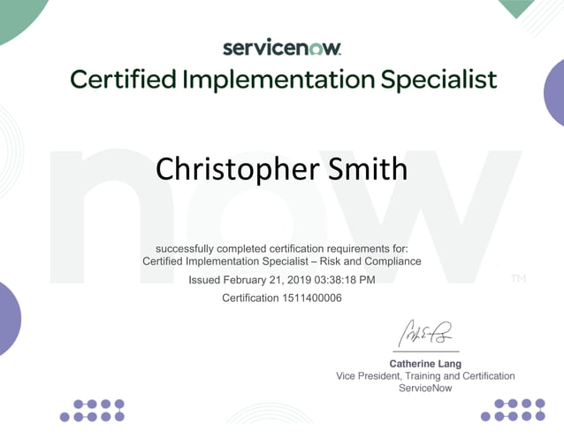 ServiceNow Certified Implementation Specialist - Risk and Compliance ...