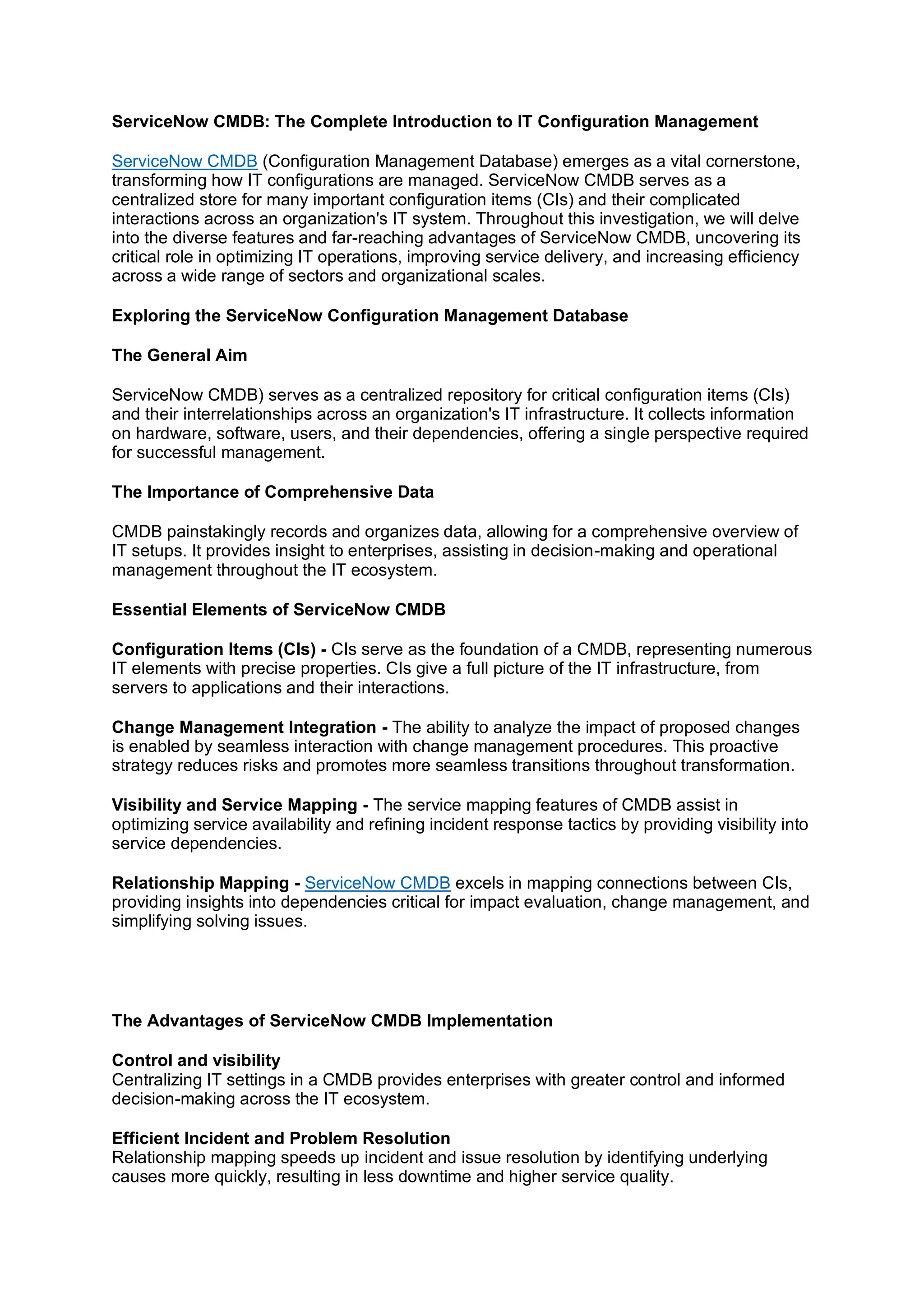 ServiceNow CMDB The Complete Introduction to IT Configuration ...