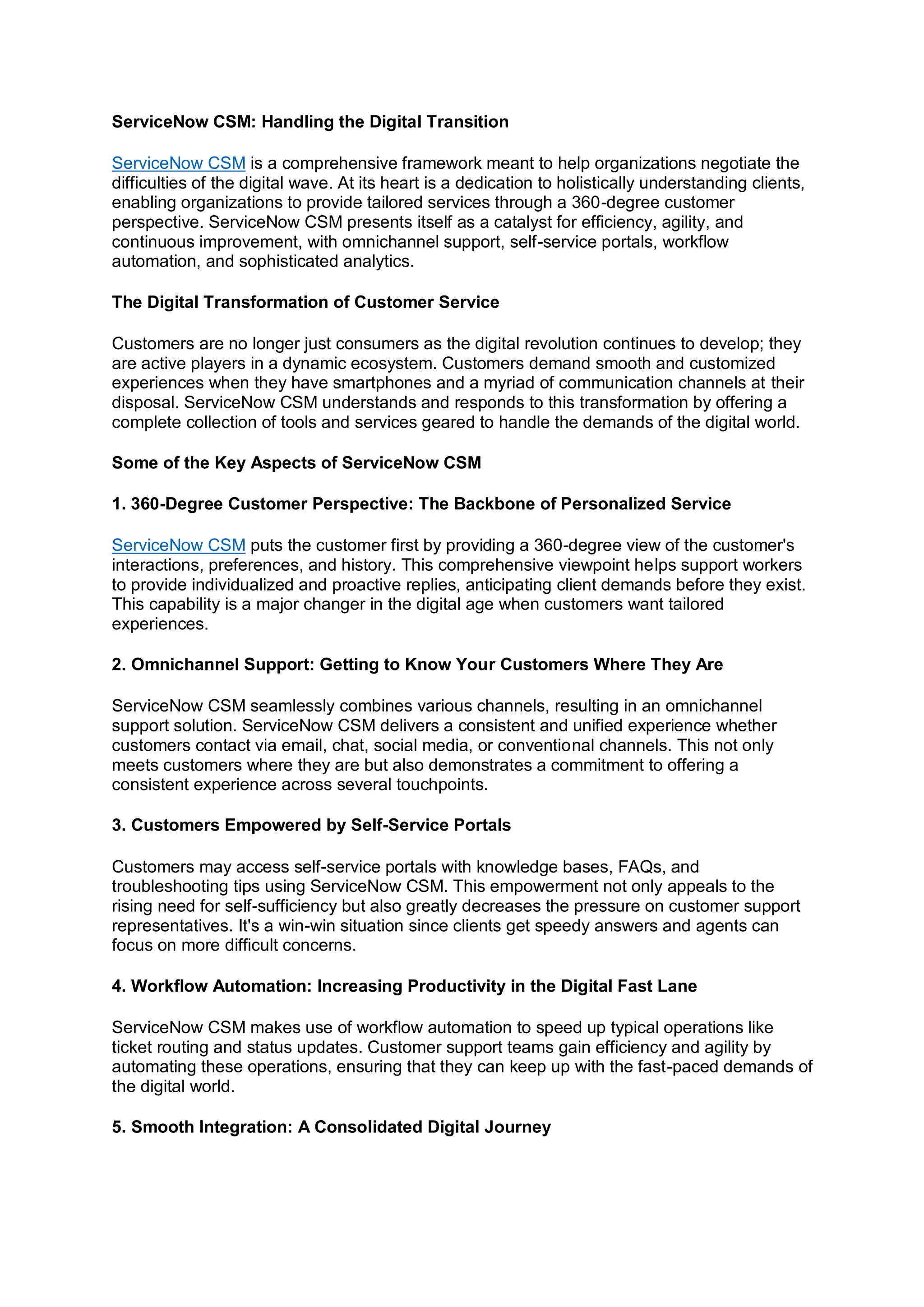 ServiceNow CSM: Handling the Digital Transition | PDF