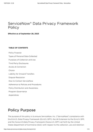 ServiceNow® Data Privacy Framework Policy.pdf