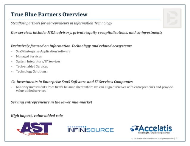 ServiceNow ecosystem - True Blue Partners - Review of key investment ...