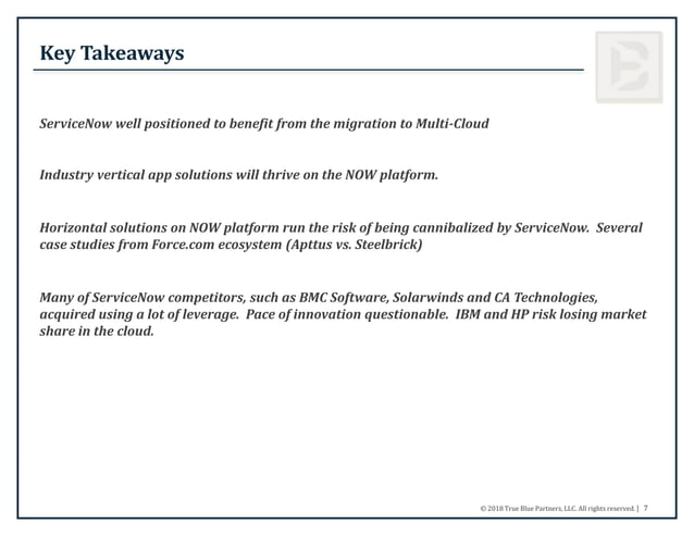 ServiceNow ecosystem - True Blue Partners - Review of key investment ...