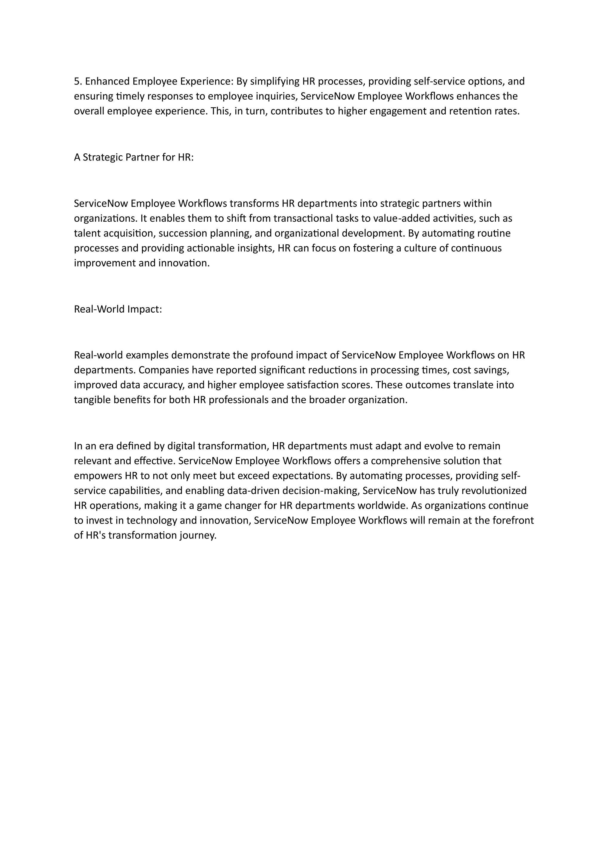 ServiceNow Employee Workflows: A Game Changer for HR Departments | PDF