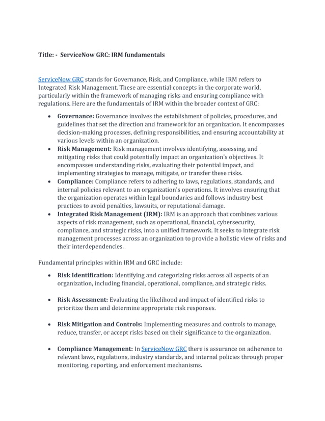 ServiceNow GRC IRM fundamentals.pdf