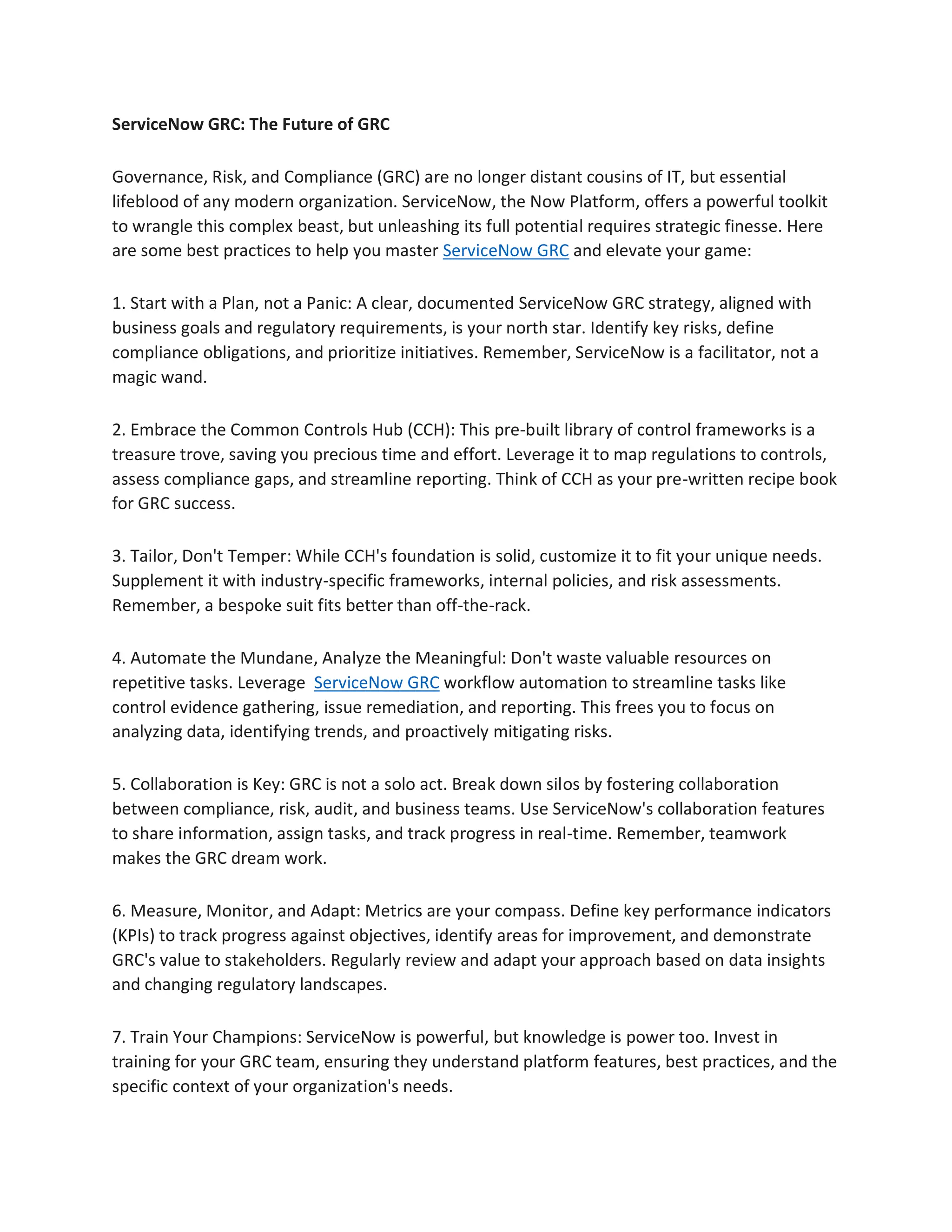 ServiceNow GRC: The Future of Governance, Risk, and Compliance | PDF