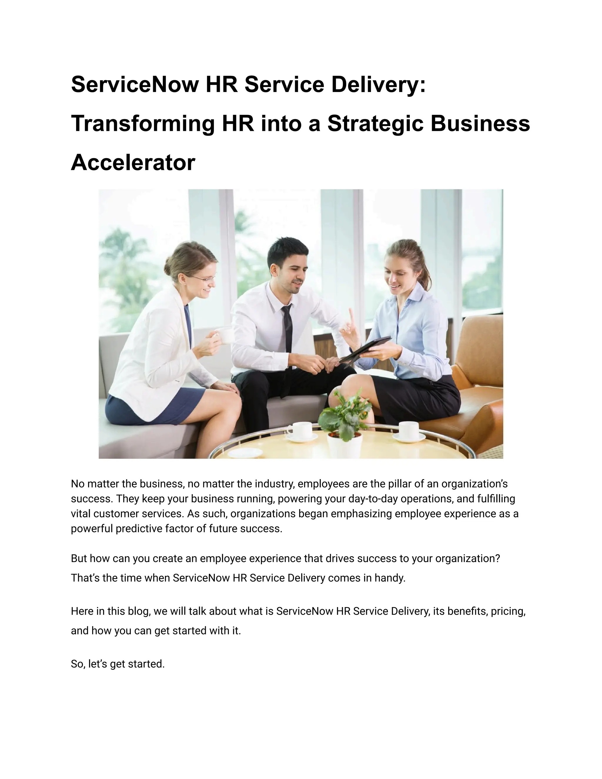 ServiceNow HR Service Delivery: Transforming HR into a Strategic ...