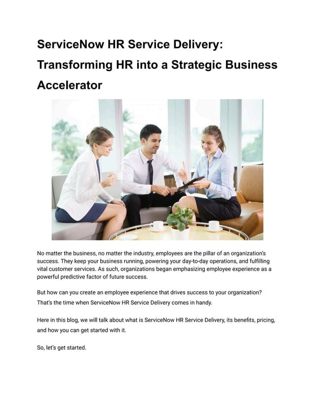 ServiceNow HR Service Delivery: Transforming HR into a Strategic ...