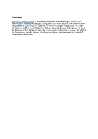 Build Seamless Integrations using ServiceNow Integration Hub | PDF